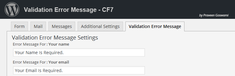 Validation Error Message Cf7 Installation Wordpress Plugin 2024